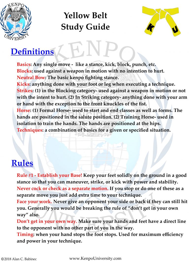Tests Yellow Belt - Kenpo University